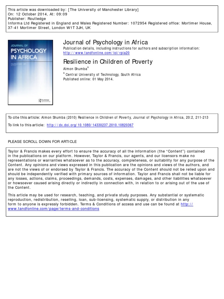 Jurnal | PDF | Psychological Resilience | Poverty