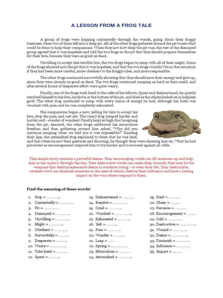 The Deaf Frog's Inspiring Tale | PDF | Self-Improvement | Religion ...