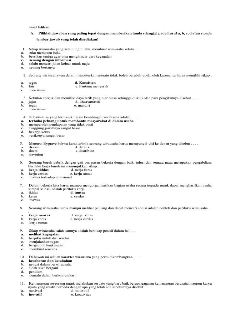 Soal Latihan PKWU | PDF