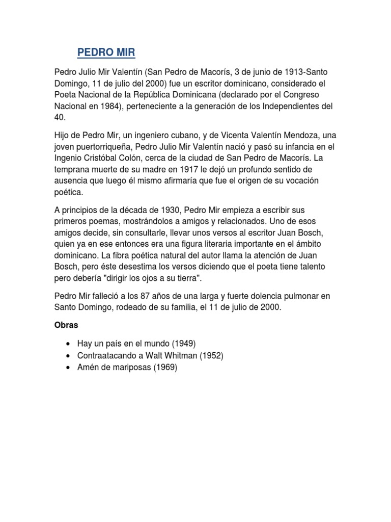 Pedro Mir | PDF