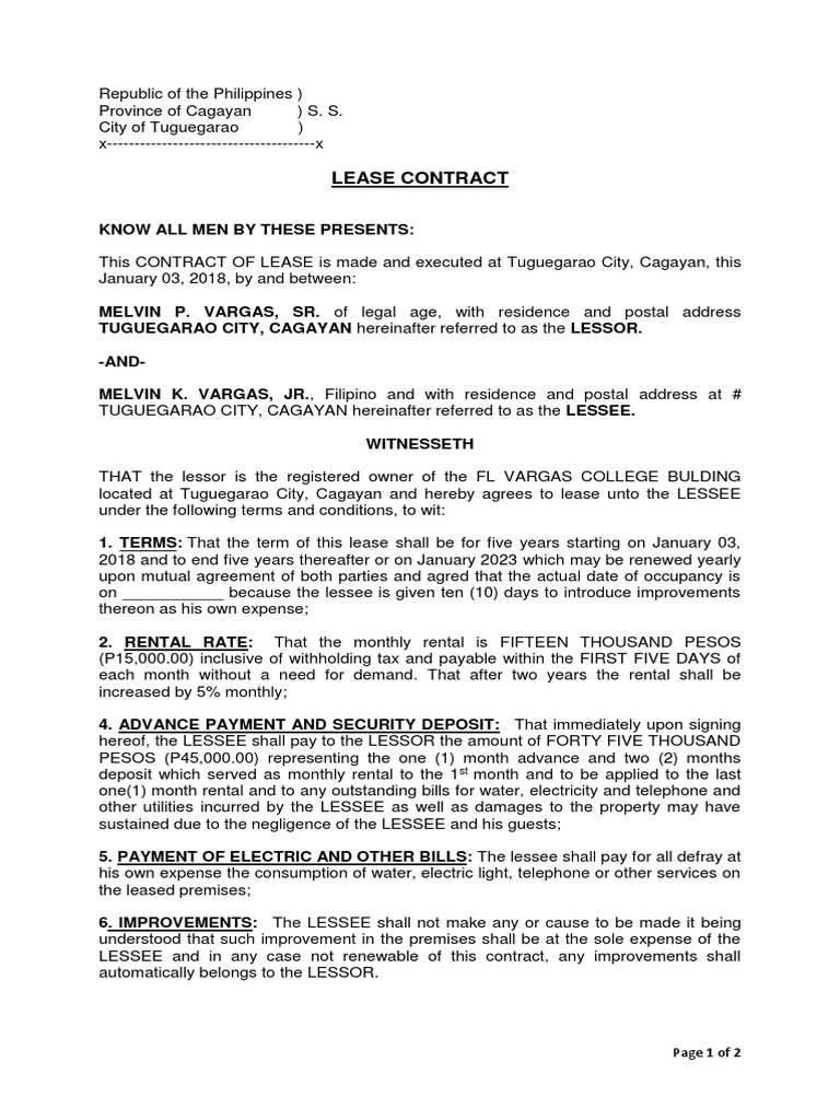 Lease Contract | PDF | Lease | Virtue