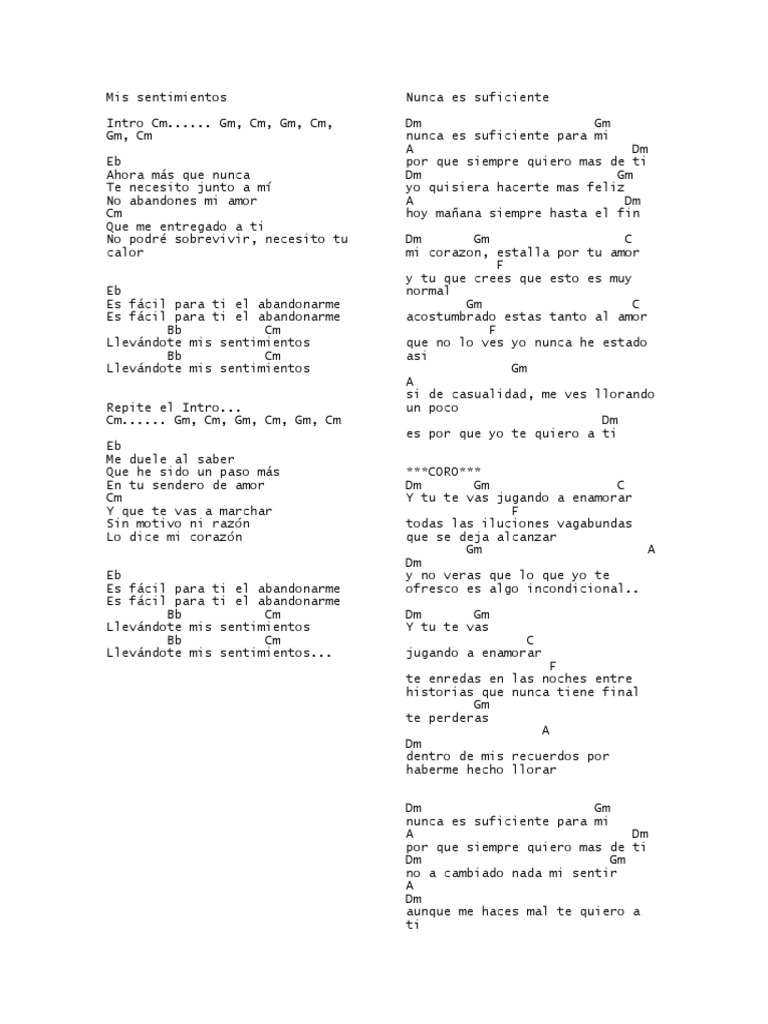 Mis Sentimientos Acordes | PDF | Ocio