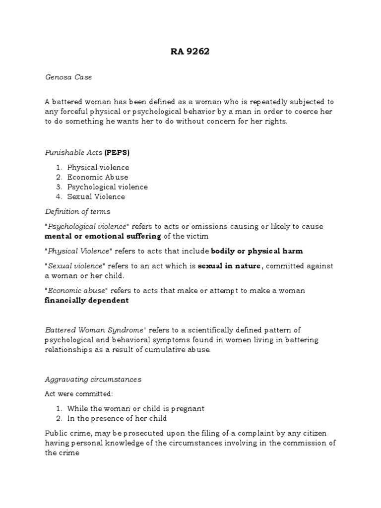 Genosa Case: Mental or Emotional Suffering of The Victim | PDF ...