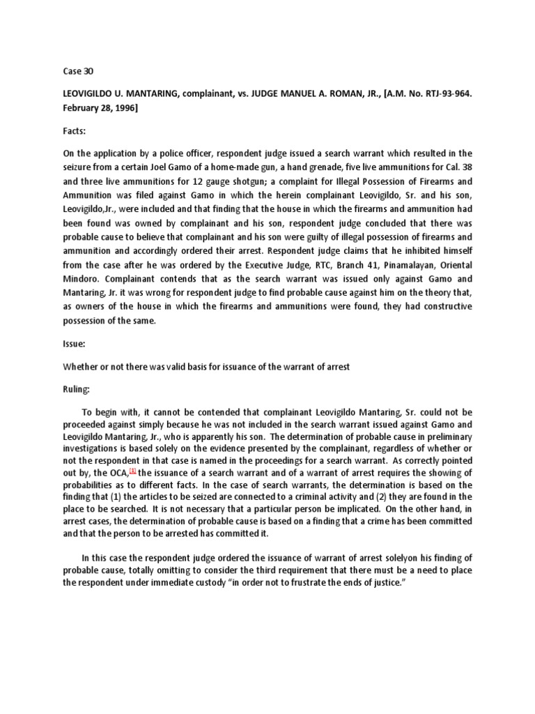 Case 30 | PDF | Arrest | Probable Cause