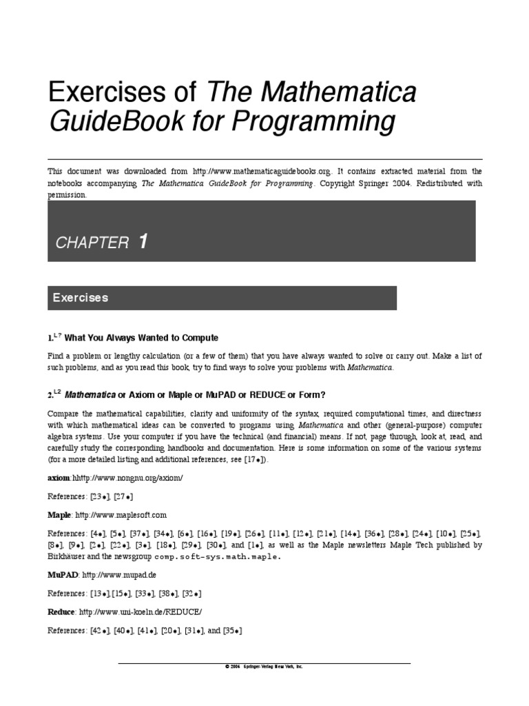 The Mathematica Guidebook For Programming: Exercises of | PDF | Finite ...