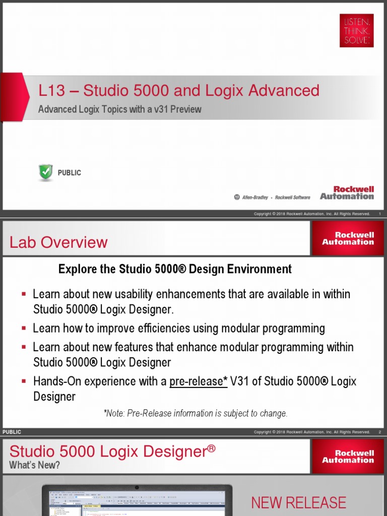 L13 - Studio 5000 and Logix Advanced | PDF | Tab (Gui) | Automation