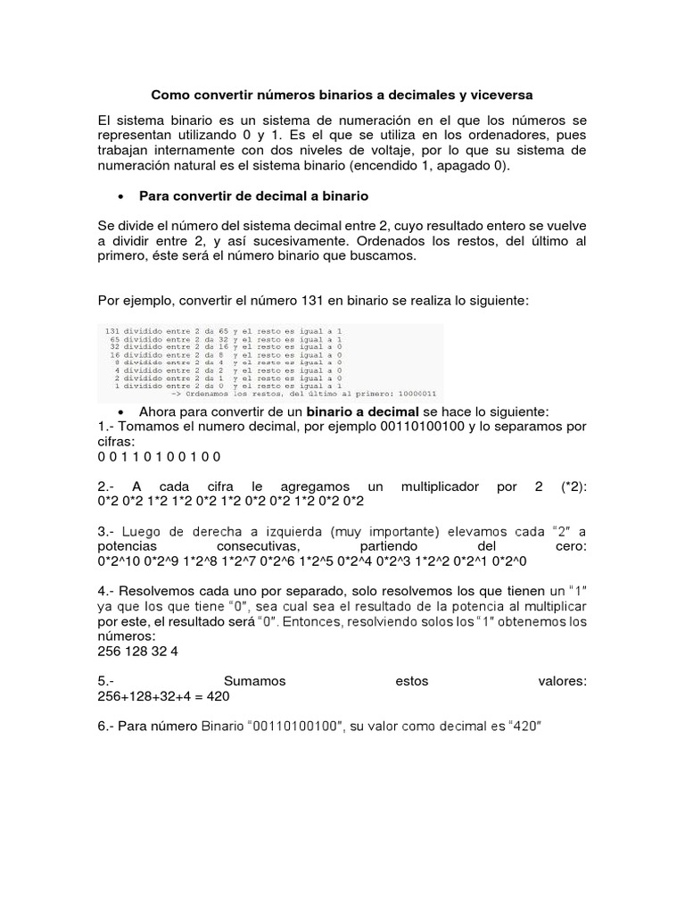Conversion de Sistemas Numericos | PDF | Decimal | Notación Matemática Conversion de Sistemas Numericos | PDF | Decimal | Notación Matemática