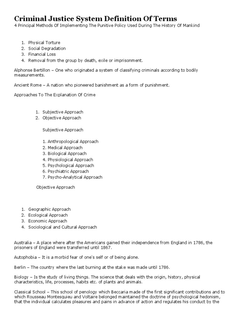 Criminal Justice System Definition of Terms Reviewer | PDF ...
