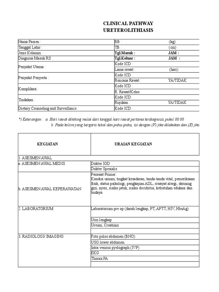 Clinical Pathway Ureterolithiasis | PDF