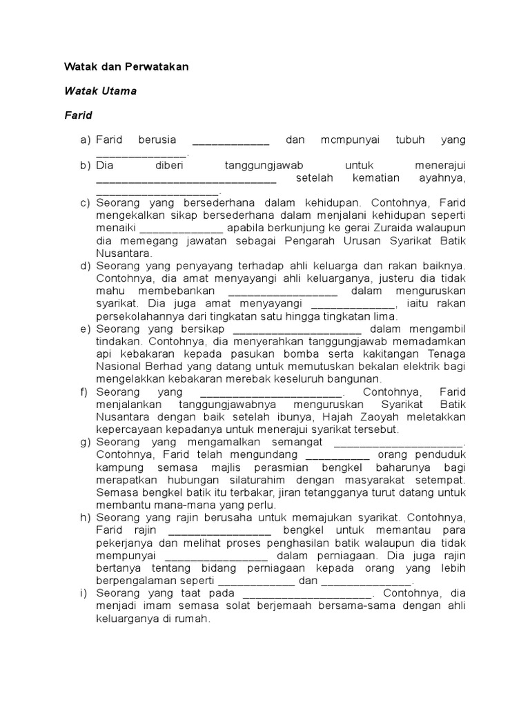 NWatak Dan Perwatakan-Lampiran | PDF