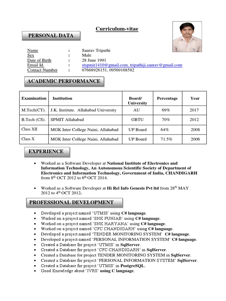 Saurav Tripathi Resume-Industry | PDF | Interactive Voice Response | Databases