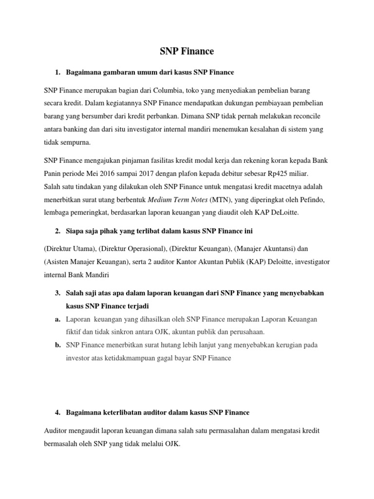 Pembahasan Kasus SNP Finance | PDF