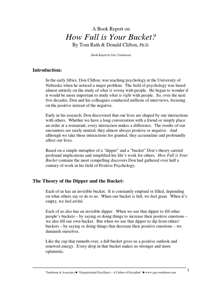 Book Report - How Full Is Your Bucket | PDF | Social Science | Science ...