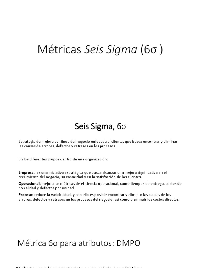 DMPO y Métricas Seis Sigma 6σ | PDF | Six Sigma | Negocios (general)