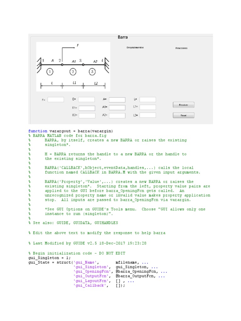 Function: Varargout Barra (Varargin) | PDF | Object (Computer Science) | Matlab