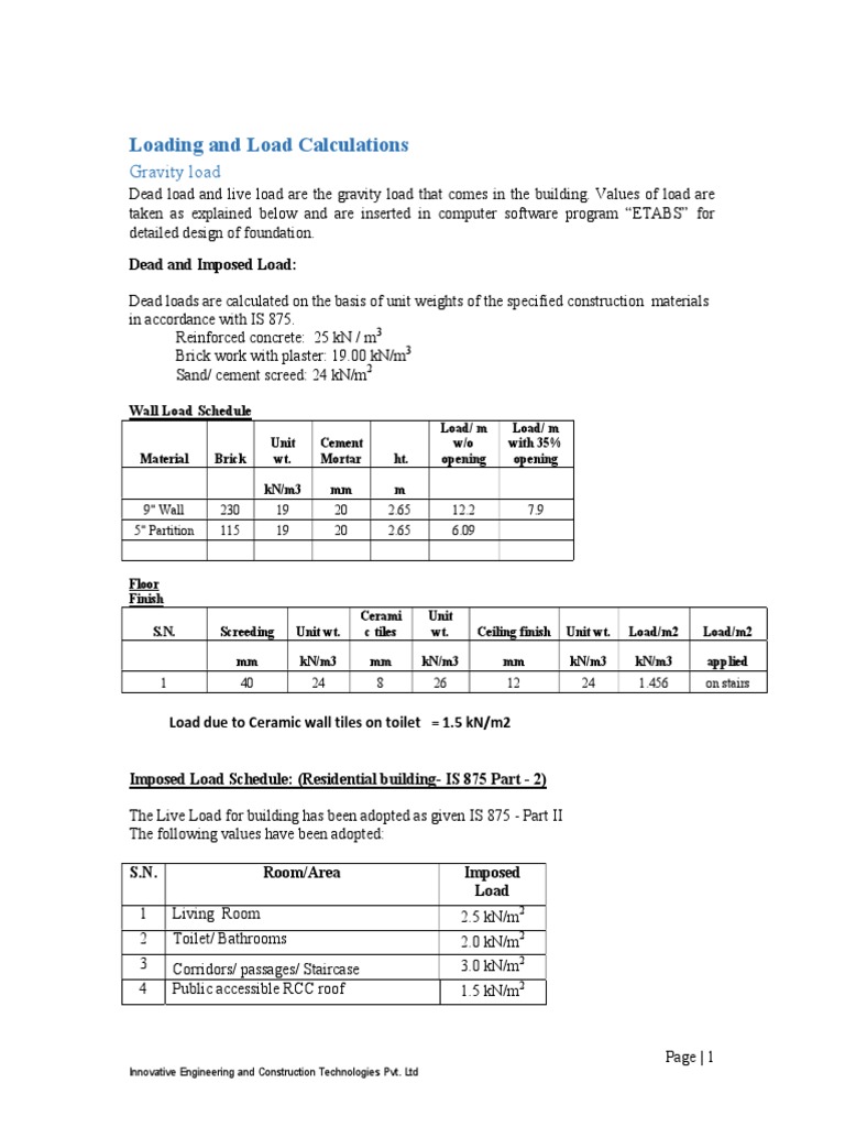 Loading and Load Calculations | PDF | Wall | Structural Load