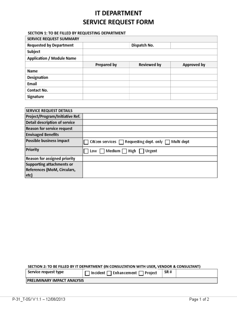 Dispatch Service Request Form | PDF | Computer Network | Information ...