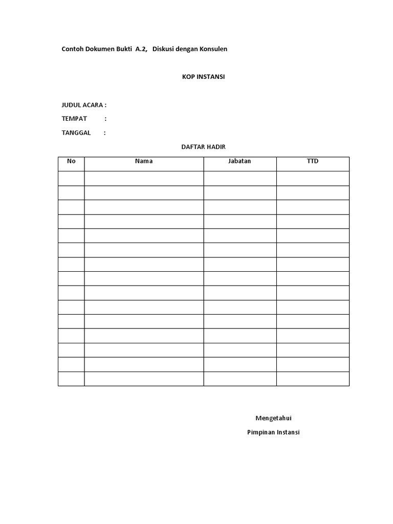Contoh Dokumen Bukti A2, Diskusi Dengan Konsulen | PDF