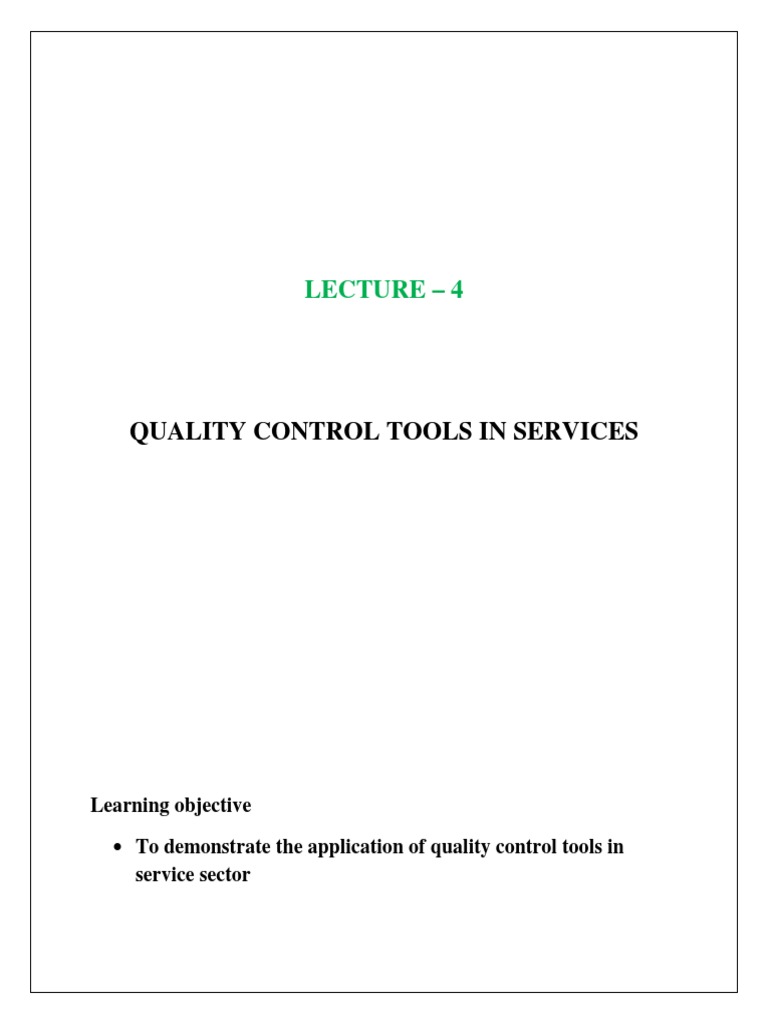Lecture - 4: Quality Control Tools in Services | PDF | Scatter Plot | Teaching Mathematics