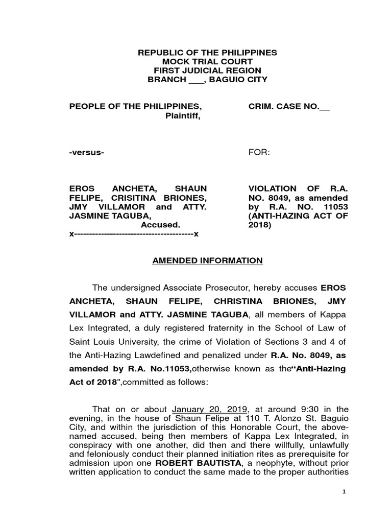 Amended Information | PDF | Morality | Justice