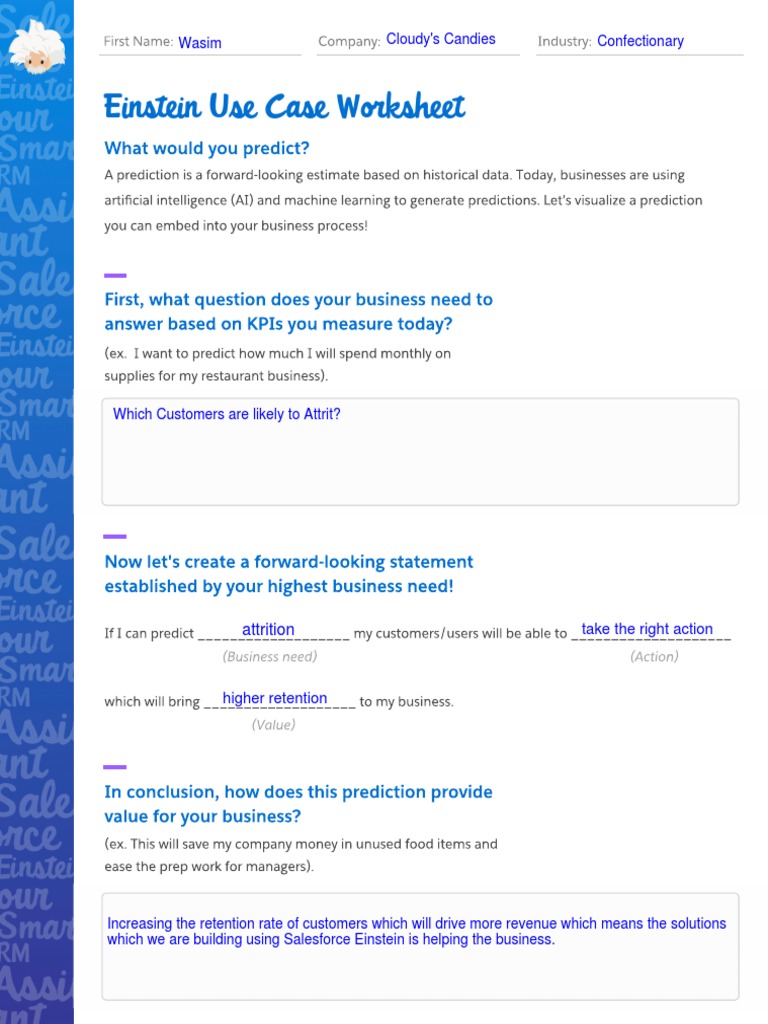 Einstein Use Case Worksheet | PDF