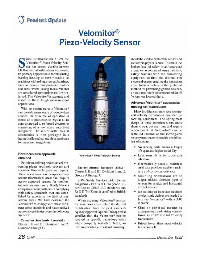 Orbit 330500 Velomitor Piezo-Velocity Sensor English PDF | PDF