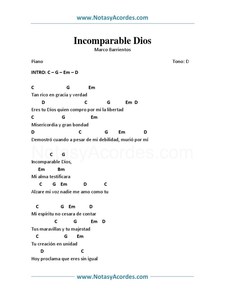 Acordes - Incomparable-Dios-Marco-Barrientos | PDF
