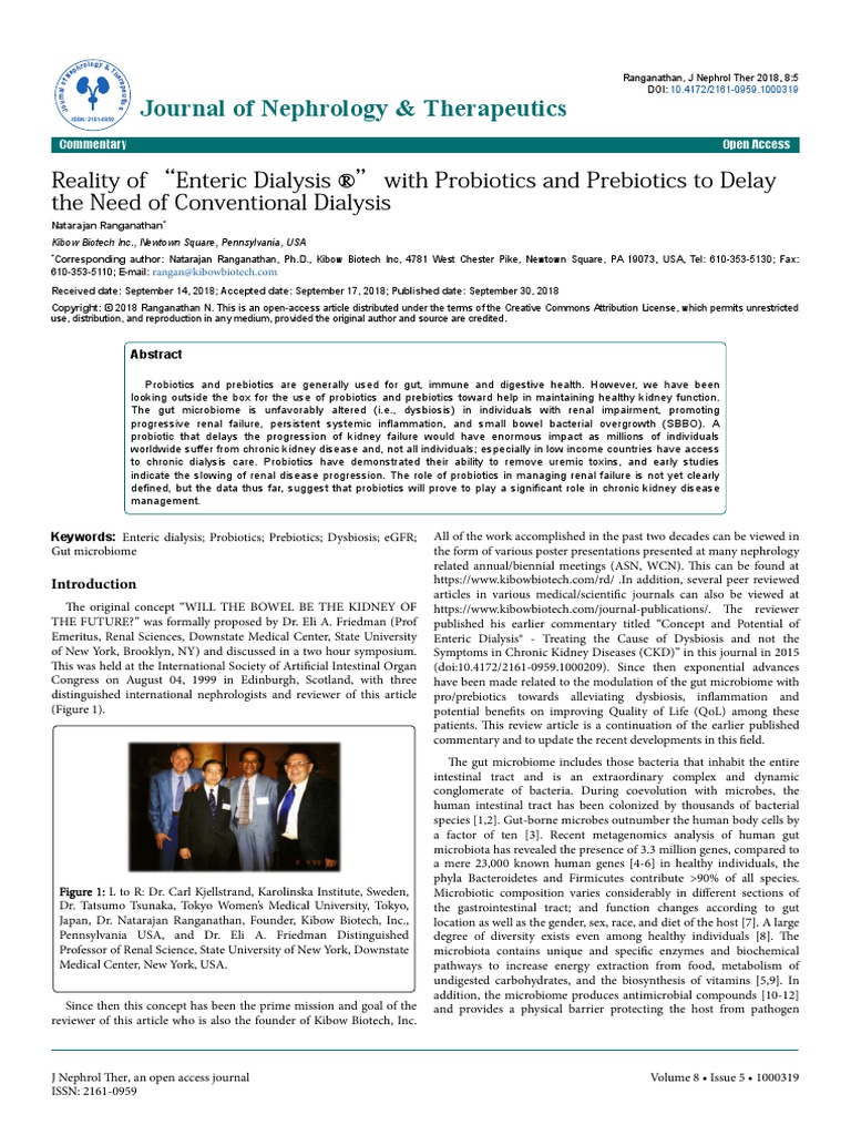 Enteric Dialysis Journal of Nephrology Therapeutics 2018 by DR - Rangan ...