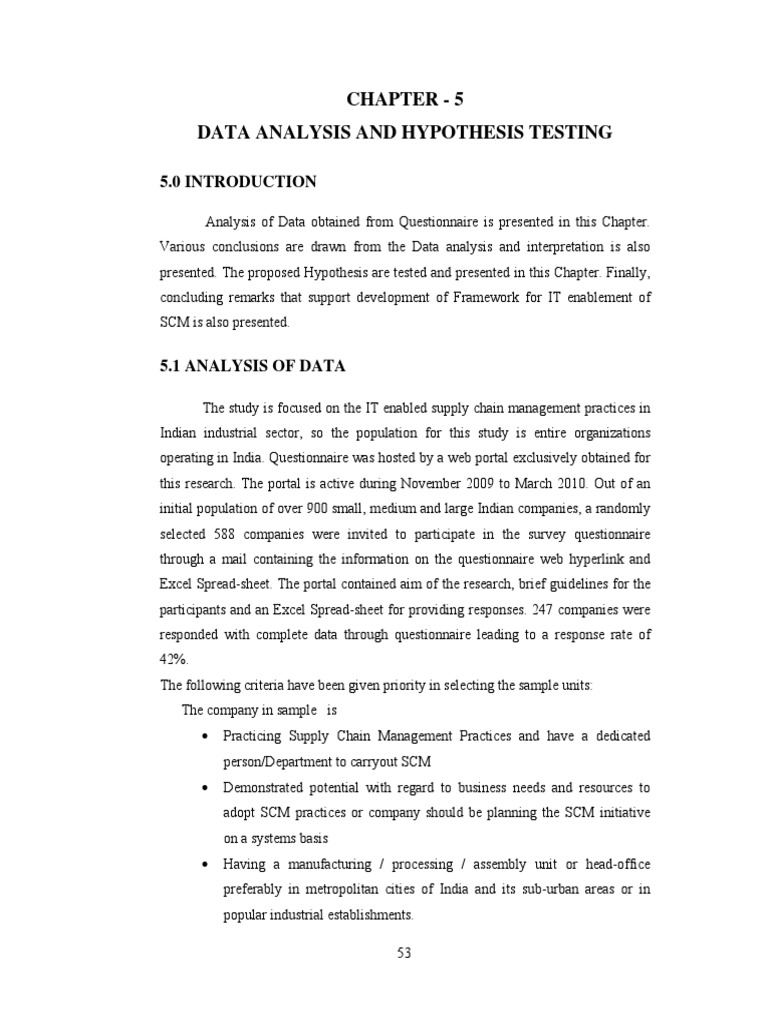 Chapter 5 Data Analysis And Hypothesis Testing Pdf Supply Chain 2000