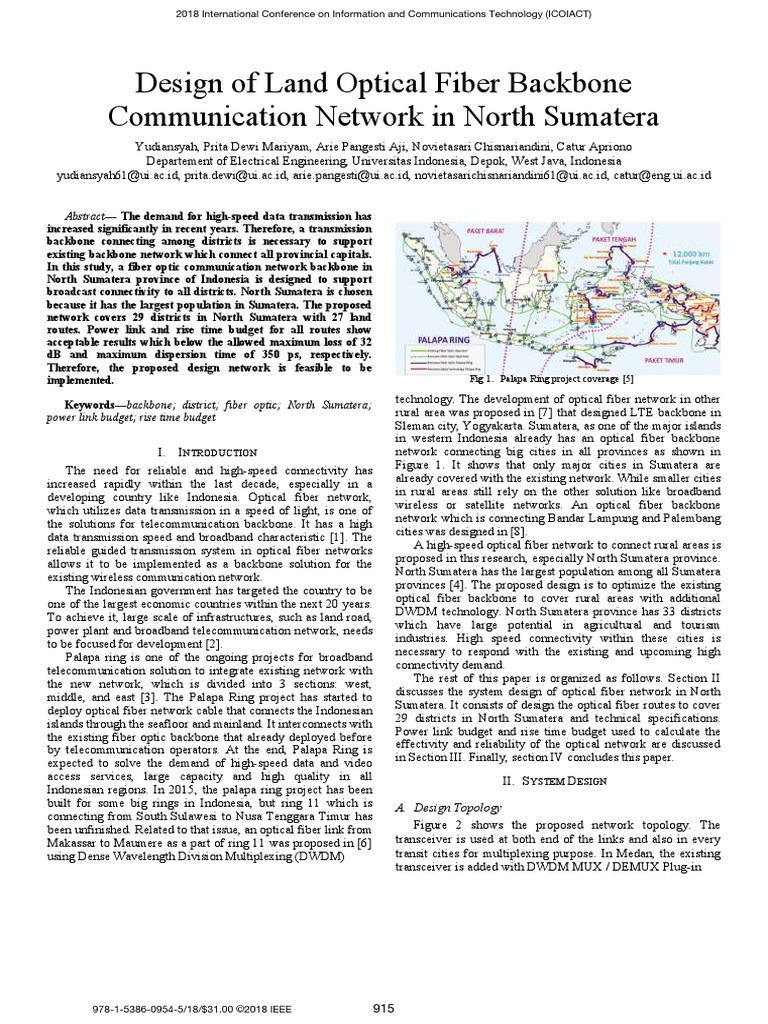 Design of Land Optical Fiber Backbone Communication Network in North ...