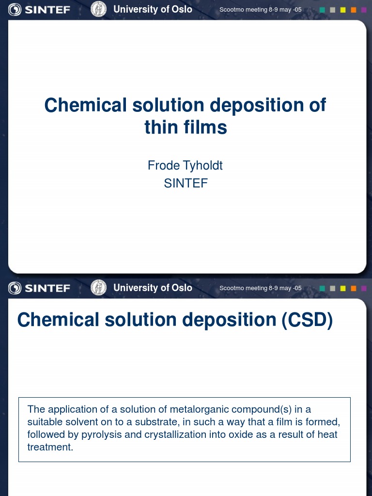 Chemical Solution Deposition of Thin Films: Frode Tyholdt Sintef | Download Free PDF | Epitaxy ...