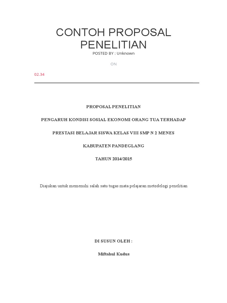 Proposal Pengajuan Judul Skripsi | PDF