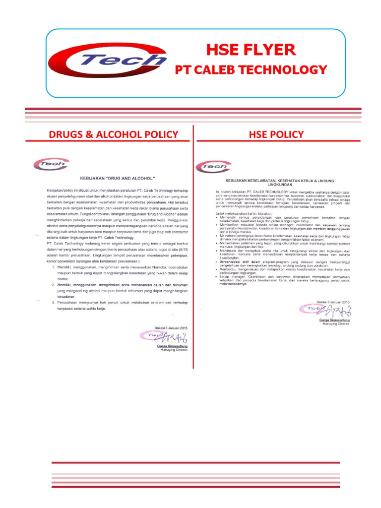 HSE Flyer: PT Caleb Technology | PDF