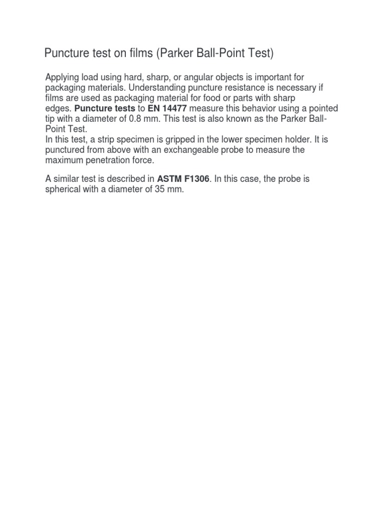 Puncture Test On Films | PDF