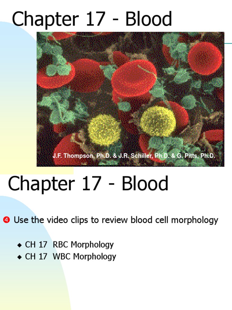 Chapter 17 - Blood: J.F. Thompson, Ph.D. & J.R. Schiller, Ph.D. & G. Pitts, PH.D | Télécharger ...