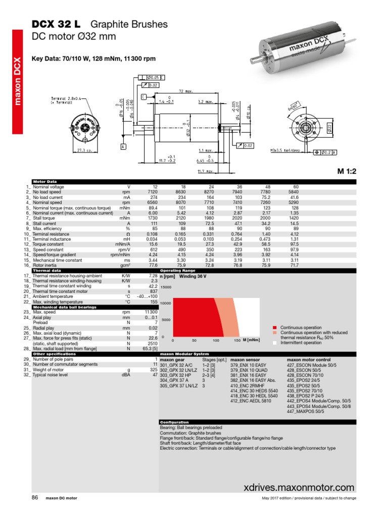 DC Motor Ø32 MM: DCX 32 L Graphite Brushes | PDF | Electric Motor ...
