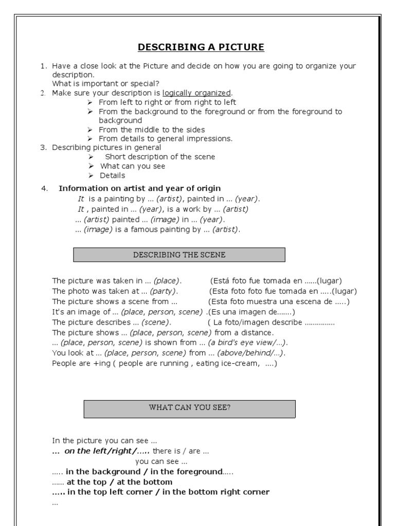 How to Describe a Picture Effectively | PDF | Paintings | Plastic Arts