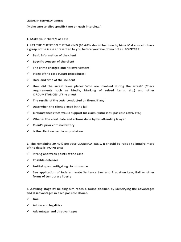 Stages of Legal Interview | PDF | Arrest | Probation