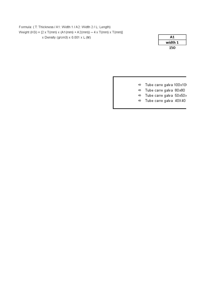 Tube Weight Calculation Formula | PDF
