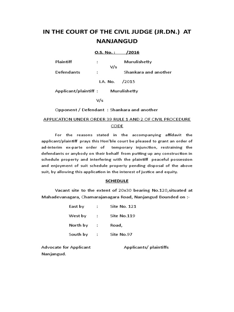 Plaint Injunction Suit Eng Pdf Lawsuit Cheque