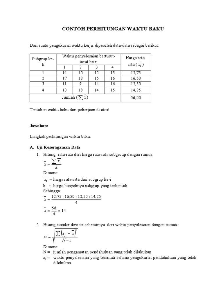 Contoh Hitung Waktu Baku | PDF