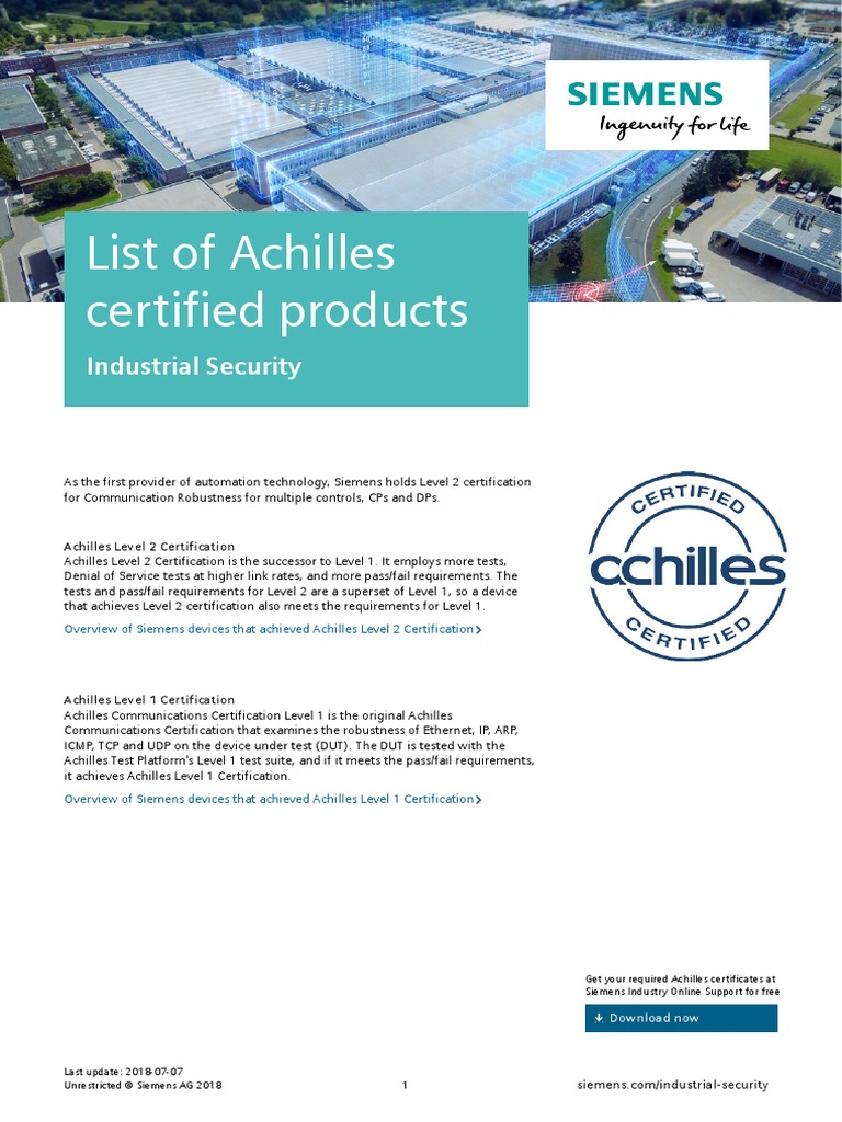 Achilles Practices Certification From Siemens | PDF | Virtual Machine ...