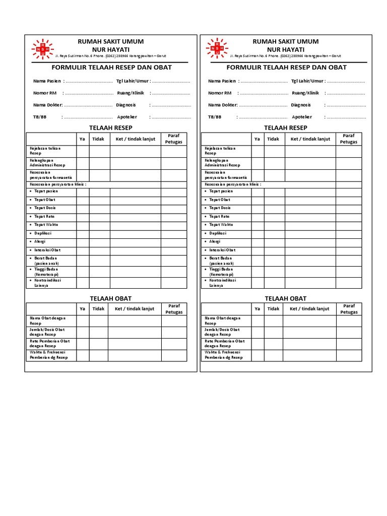 Form Telaah Resep | PDF