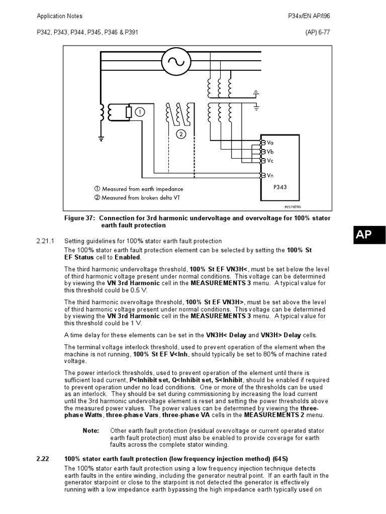 100% Stator Earth Fault Protection Guide | PDF | Transformer ...