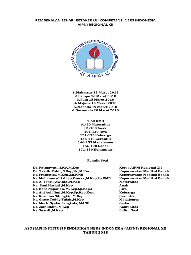 Soal UKOM AIPNI (Maret) PDF | PDF | Pengembangan Diri | Kesehatan Holistik