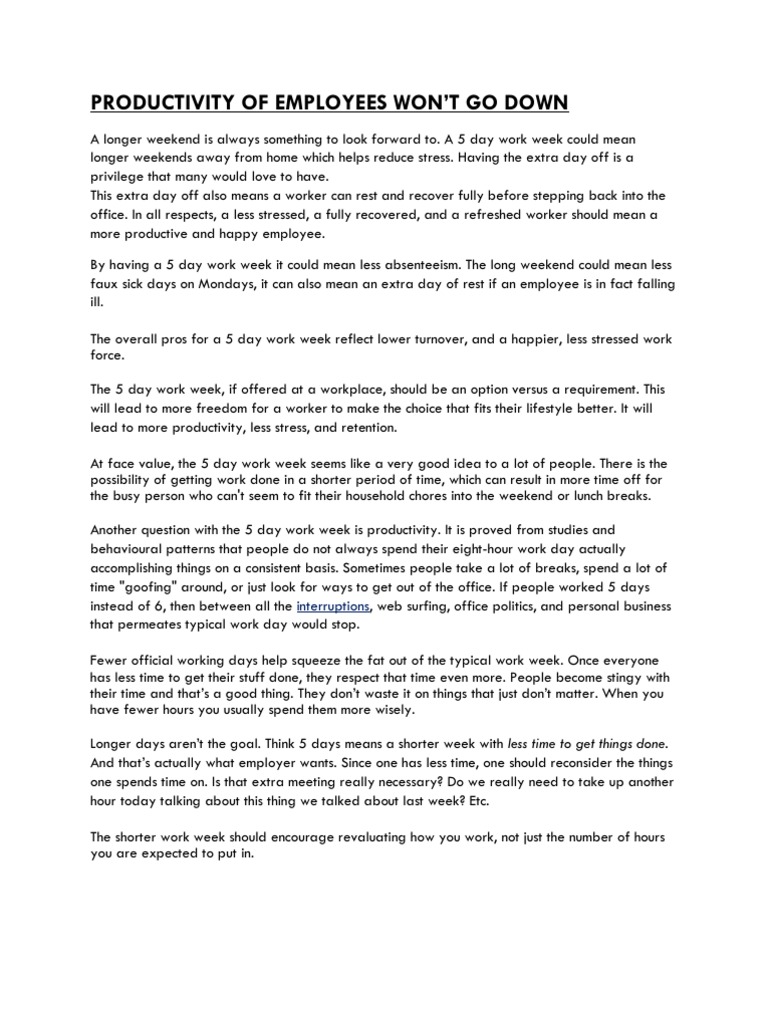 5-Day Work Week Guidelines | PDF | Workweek And Weekend | Employment