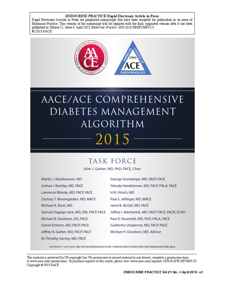 AACE Algoritmo 2015 | PDF | Diabetes Mellitus Type 2 | Diabetes Management