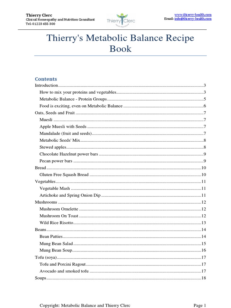 Metabolic Balance Recipes From Thierry Clerc PDF | PDF | Curry | Garlic