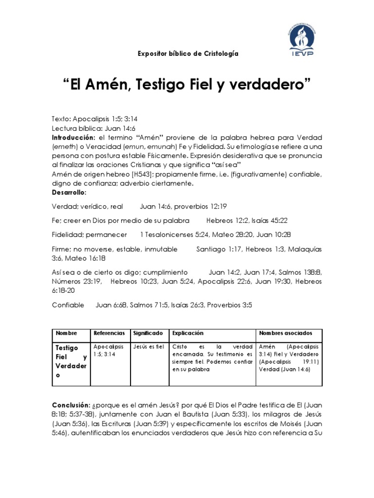 El Amén, Testigo Fiel y Verdadero | PDF