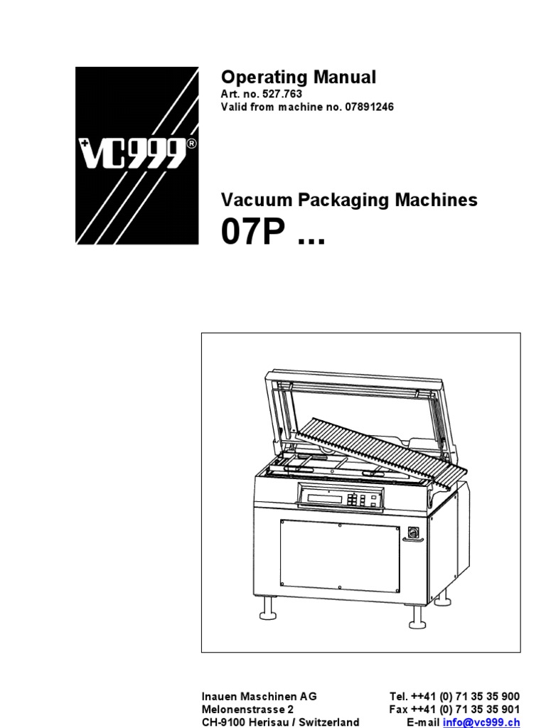 07P Operating Manual Vc999 | PDF | Vacuum | Safety